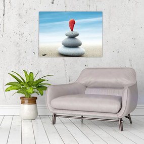 Skleněný obraz - Rovnováha s kameny (70x50 cm)