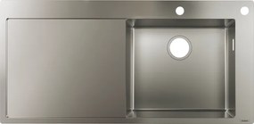 Hansgrohe - Nerezový dřez 1045x510mm s odkládací plochou vlevo a 1 otvorem pro baterii, nerezová ocel 43307800