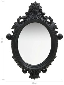 Nástěnné zrcadlo Thissis - zámecký styl - černé | 56x76 cm