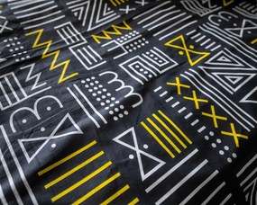 Jahu ELSA RUNY geometrické vzory na černé, 3 dílné, bavlna hladká, 140x200cm + 70x90cm + 40x40cm