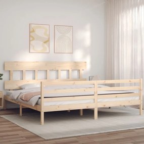 Rám postele s čelem Super King Size masivní dřevo,  3195171