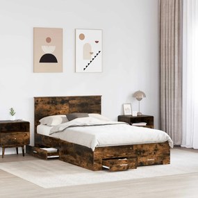 Rám postele s čelo Kouřový dub 120 x 190 cm Kompozitní dřevo 3408285