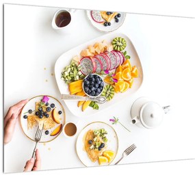 Obraz talířů s ovocem na stole (70x50 cm)
