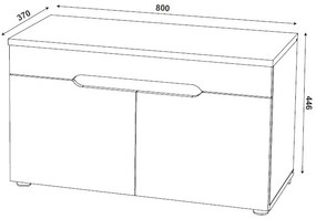 Předsíňová lavice Cano, 80 cm,  šedá/dub artisan