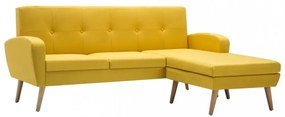 Rohová sedačka látka / dřevo Dekorhome Žlutá