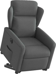 Elektrické zvedací polohovací křeslo tmavě šedé textil 3303155
