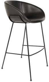 OnaDnes -20% Černá koženková barová židle ZUIVER FESTON 76 cm