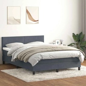 Box spring postel s matrací a LED tmavě šedá 160x210 cm samet 3316696