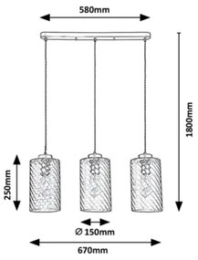 Rabalux - Lustr na lanku 3xE27/40W/230V