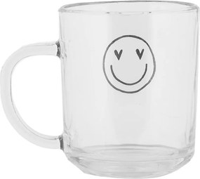 Skleněný hrnek se smajlíkem Heart & Smile - 11*8*9 cm / 200 ml