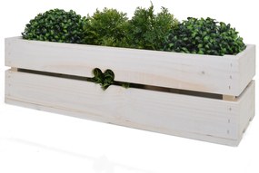 Dřevěný truhlík na květiny bílý - 53 cm II.