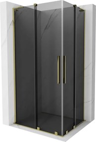Mexen Velar L Duo, sprchový kout s posuvnými dveřmi 90 x 80 cm, 8mm šedé sklo, zlatá lesklá, 871-090-080-02-43-50