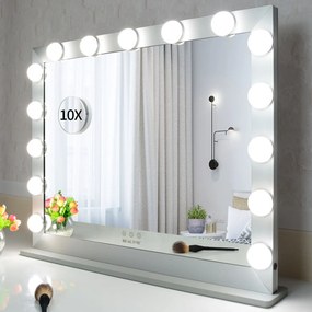 MMIRO, L615S, Hollywoodské make-up zrcadlo s LED osvětlením 70 x 55 cm | stříbrná L615S