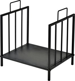 Outsunny Krbový stojan na dřevo 44,5x33x46,5 cm Tradiční vnitřní a venkovní držák na dříví Skladování dřeva se zdviženým designem Černý | Aosom
