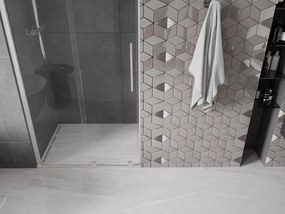 Mexen Velar, posuvné sprchové dveře do otvoru 110 cm, 8mm čiré sklo, broušená ocel, 871-110-000-01-97