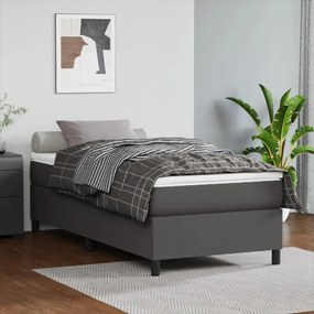 vidaXL Box spring postel s matrací 90x200 cm umělá kůže [3144588] Barva: Šedá