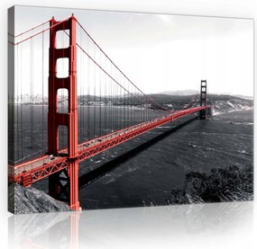 Obraz 70x50 San Francisco v šedé barvě Panorama mostu Golden Gate