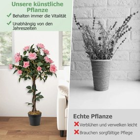 Costway 93 cm růže strom s 21 borovicových růží a přírodní kmen umělý strom
