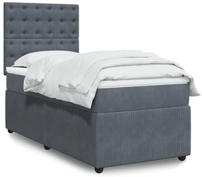 Box spring postel s matrací tmavě šedá 90x190 cm samet 3294527