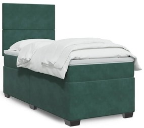 Box spring postel s matrací tmavě zelená 90x190 cm samet 3293083