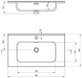 Deante Tubo, keramické umyvadlo na zapuštění 803x460x175 cm, bílá lesklá, DEA-CTU_6U8W