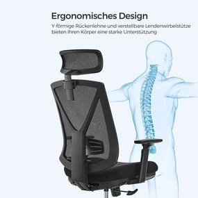 Ergonomická kancelářská židle s podnožkou, maximální nosnost 150 kg, černá