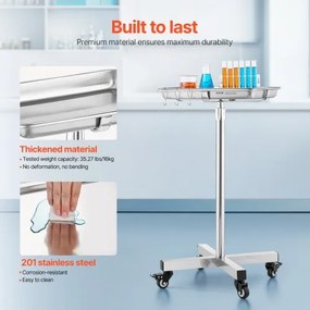 Mobilní stojan Mayo z nerezové oceli 64–101,1 cm s odnímatelným podnosem
