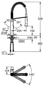GROHE 31379000 - Dřezová baterie K7 G12” lesklý chrom
