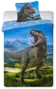 Dětské povlečení s dinosaurem T-Rex modré 140x200, 70x90