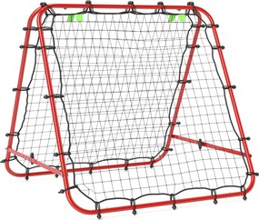 HOMCOM Odrazová stěna pro fotbal, nastavitelná s 5 úhly a odrazovou sítí, branka 100 x 95 cm pro teenagery, odrazová stěna na trénink házené, červená