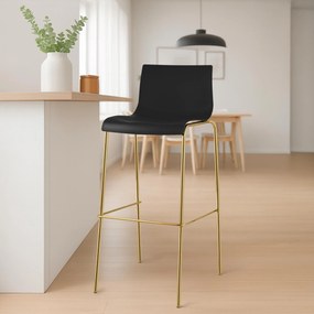 Sada 2 ks barových židlí Hoover plast, zlaté nohy - černá