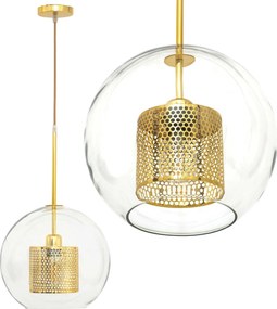 Toolight - závěsná skleněná lampa APP555-1CP 25cm, zlatá, OSW-08748