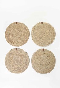 Sada prostírání ILANA, 4-set, průměr 35 cm, kukuřičné listy, natur