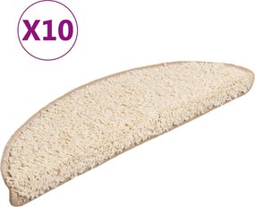 Schodové rohože 10 ks 56x17x3 cm krémové, půlkulaté 149791