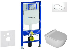 Geberit - Set předstěnové instalace, klozetu Gaia a sedátka softclose, tlačítko Sigma20, bílá/chrom