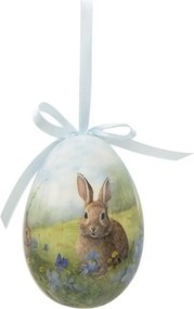 6ks dekorace závěsné vajíčko s králíčky Spring Egg - Ø 7*10 cm