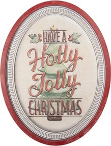 Nástěnná kovová cedule Holly Jolly Christmas - 62*2*47 cm