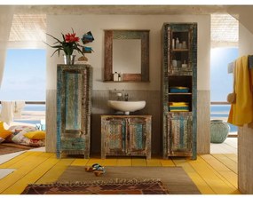 Ručně zpracovaná masivní nástěnná koupelnová skříňka se zrcadlem Oceania