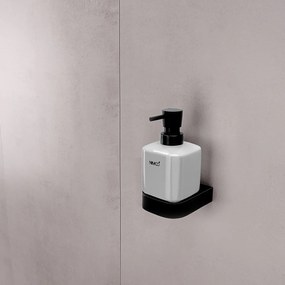 Sada keramických nástěnných koupelnových doplňků - dávkovač mýdla, držák kartáčků, háček na ručník NIMCO NIKAU černá NKC set-31K-T-90
