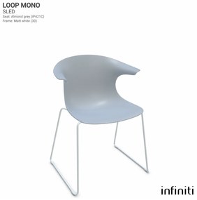 Židle Loop Mono Sled Barva kovové konstrukce: Matt white 30, Barva sedáku a opěradla z recyklovaného plastu: Almond grey IP421C