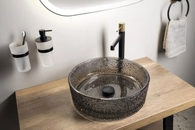 Sapho Sapho, ERSEL gravírované skleněné umyvadlo na desku průměr 39,5cm, černá, TY323B