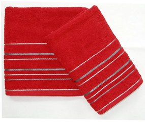 Praktik Froté ručník ZARA, červený s proužkovanou bordurou, 50x100cm