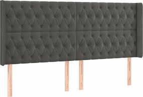 Čelo postele s LED tmavě šedé 183 x 16 x 118/128 cm samet 3124445