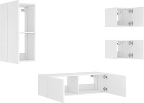4dílná obývací stěna s LED osvětlením bílá 3216881