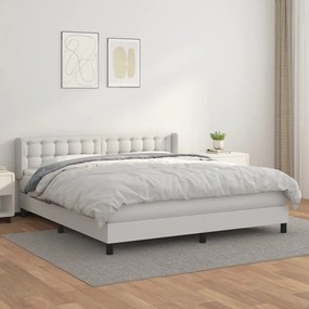 vidaXL Box spring postel s matrací bílá 180x200 cm umělá kůže