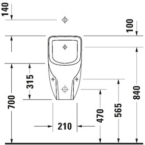 Duravit 828300000 - Pisoár D-CODE horní přívod, zadní odpad keramika/lesklá bílá