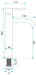 Rea Foster, vysoká umyvadlová baterie h-285, broušená ocel, REA-B6324