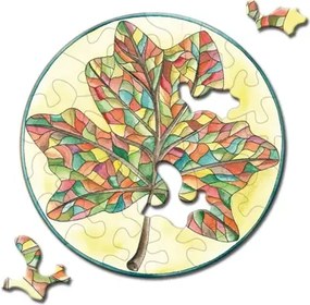CURIOSI Kulaté puzzle Picoli: List / 33 dílků / průměr 9 cm