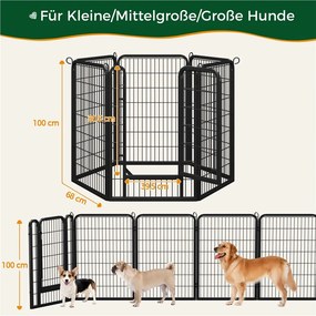 Ohrádka pro psy – černá, 6 dílů - 100 cm výška (266254015421)