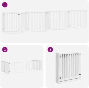 Zábrana pro psy s dvířky skládací 8 panelů bílá 640 cm topol 3155678